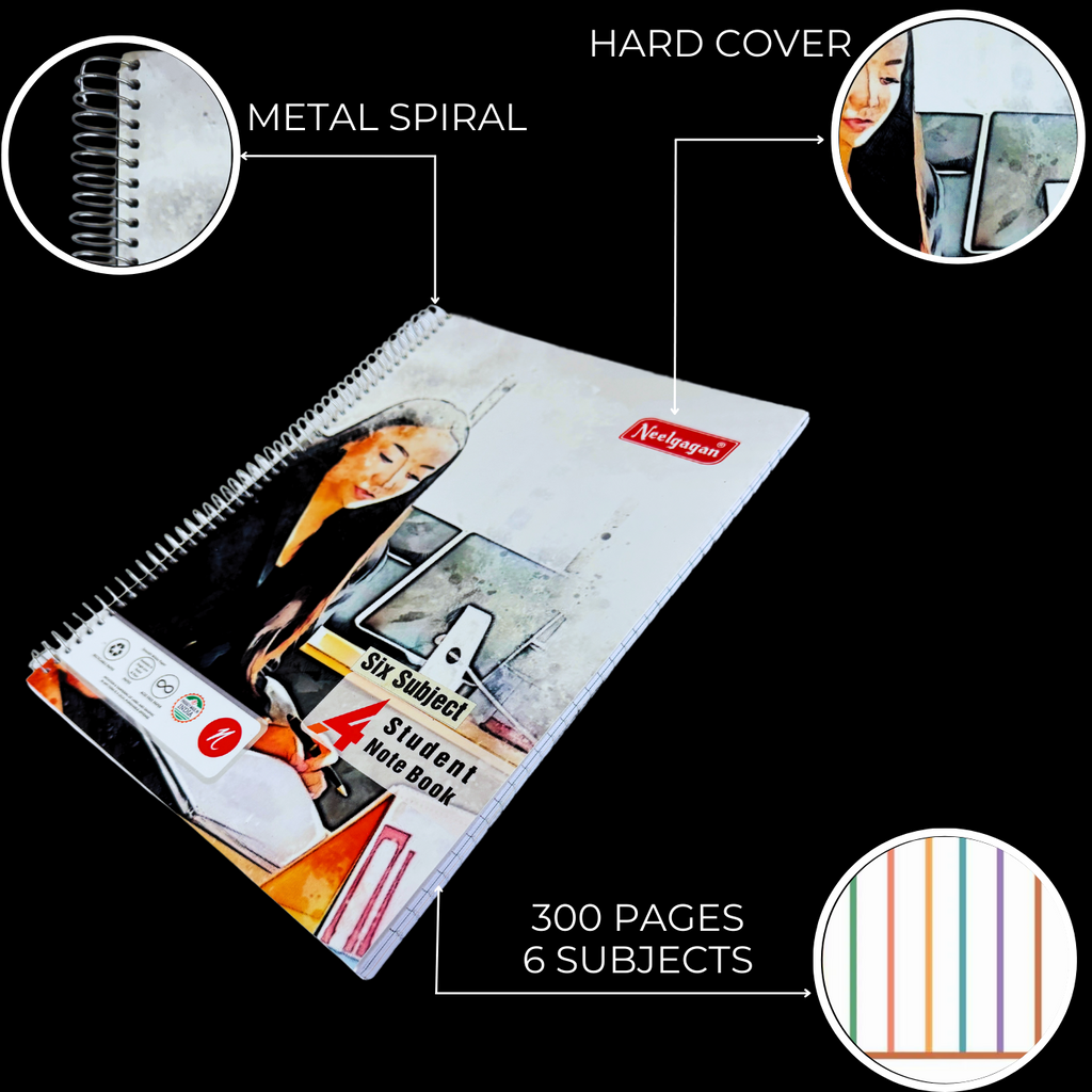Student Notebook A4 - Spiral Bound (21cm X 29.7cm) – Neelgagan