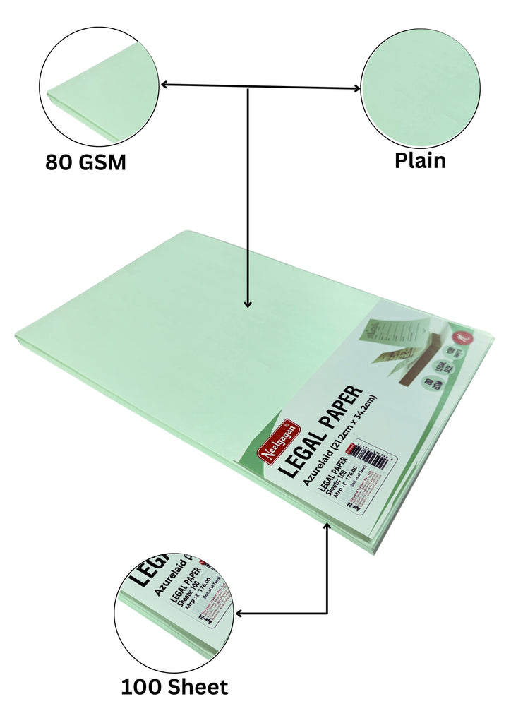 Legal Paper, 100 Sheets, 80 GSM, 22cm x 36cm (Ledger Paper) (Azure Lai ...
