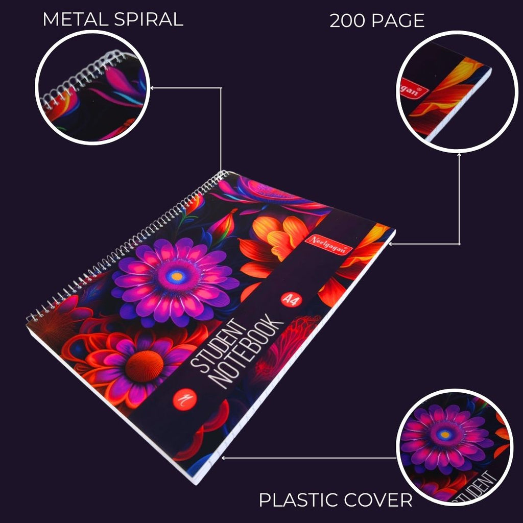 Student Notebook A4 - Spiral Bound (21cm X 29.7cm) – Neelgagan