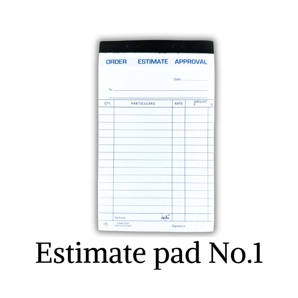 Estimate Pad, 80 Sheets, (No.1 & No. 2) – Neelgagan
