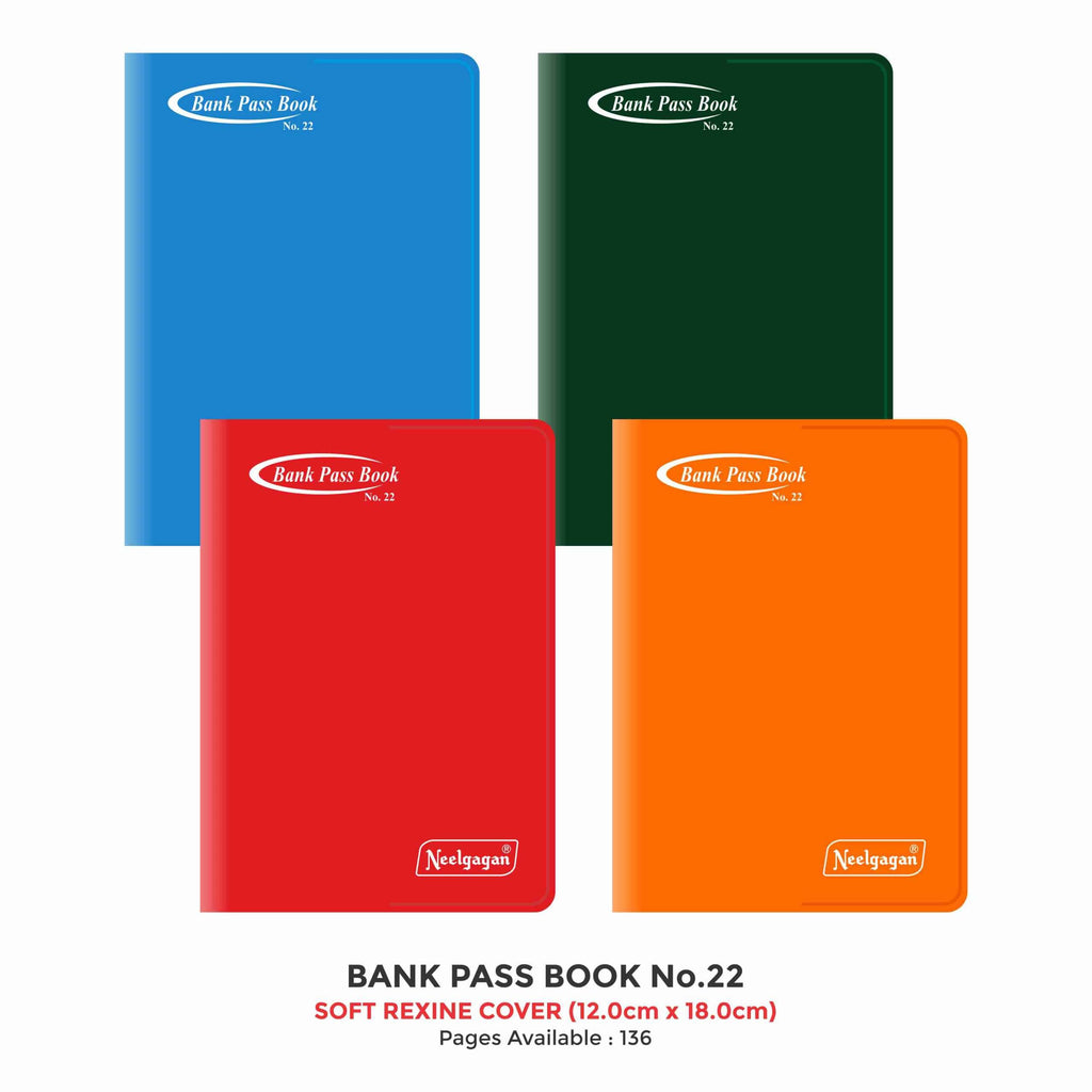 Bank Pass Book, No. 22 (136 Pgs) & No. 44 (264 Pgs), 12.0cm x 18.0cm ...