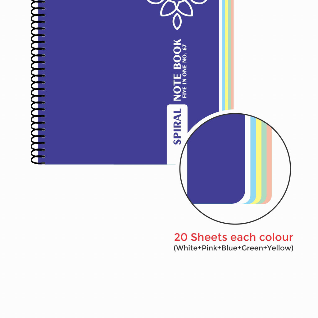 Spiral Note Book No.67, 200 Pages, (14.5cm x 22.5cm) (Multi-coloured p ...