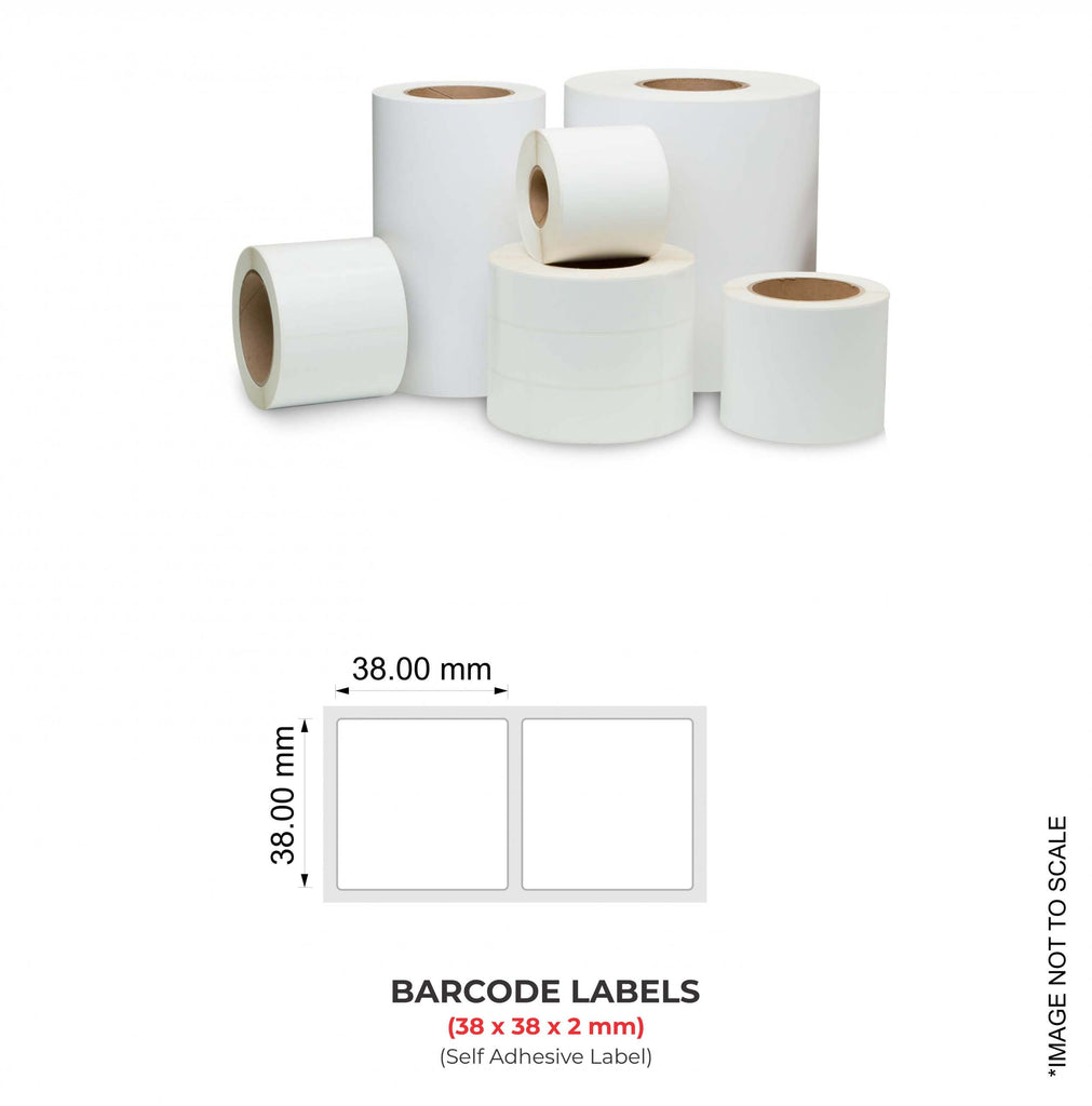 Barcode Labels (38mm x 38mm x 2) (1.5" x 1.5"), 3000 Labels Per Roll ...