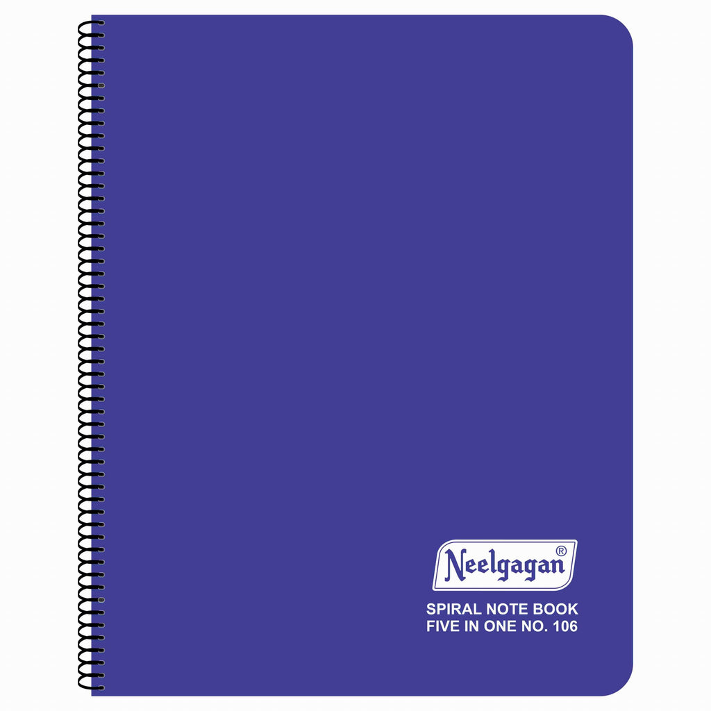 Five in One Spiral Note Book No.106, 300 Pages, (28.5cm x 20cm) (5 Sub ...
